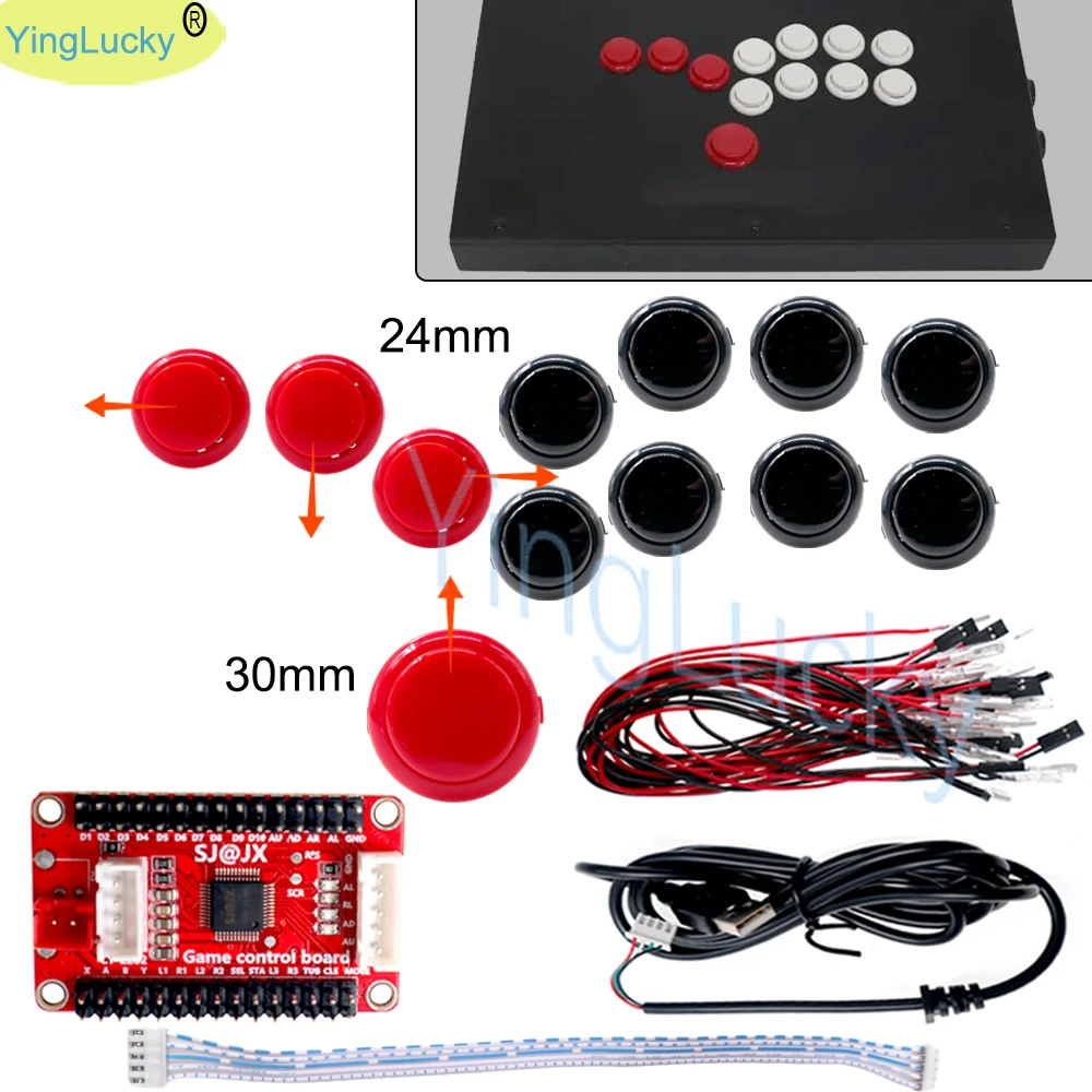 Hitbox-DIY-kit-original-Sanwa-Buttons-Zero-Delay-arcade-usb-encoder-supports-PC-hitbox-ps3 ...