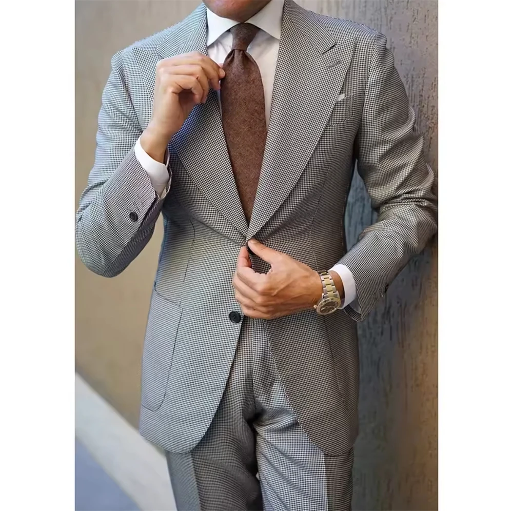 Trajes de Hombre, Estilo Houndstooth, Corte Entallado, Moda Ejecutiva ...