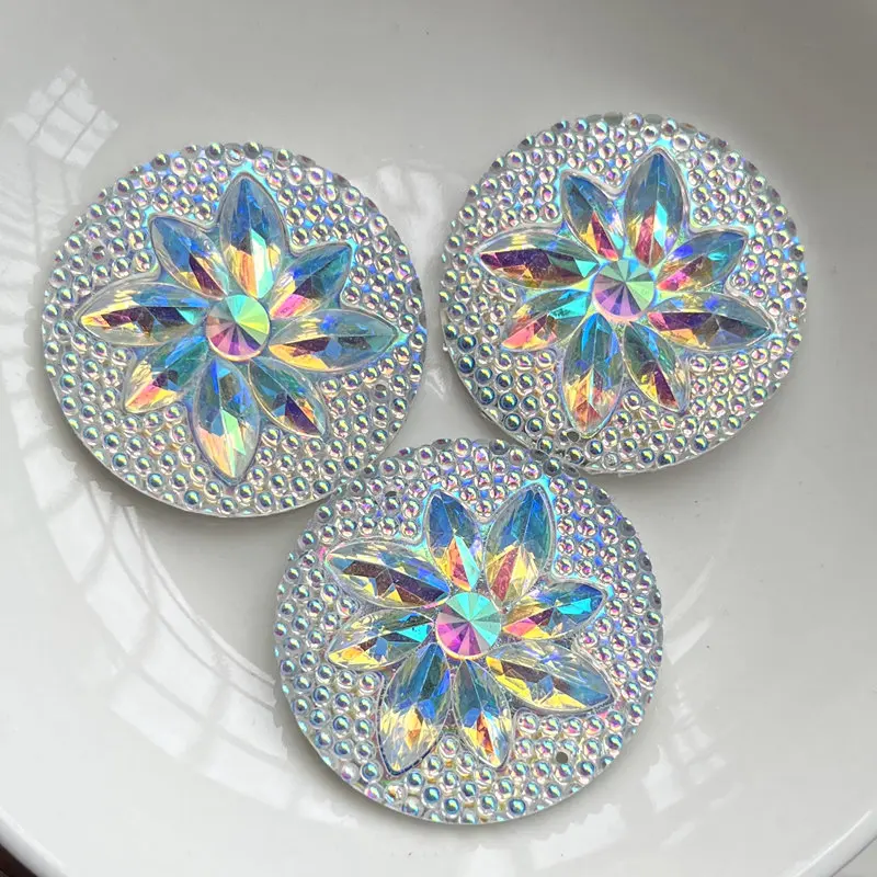 35mm Flower Round Resin Flat Back Rhinestone Diy Jewelry Production ...