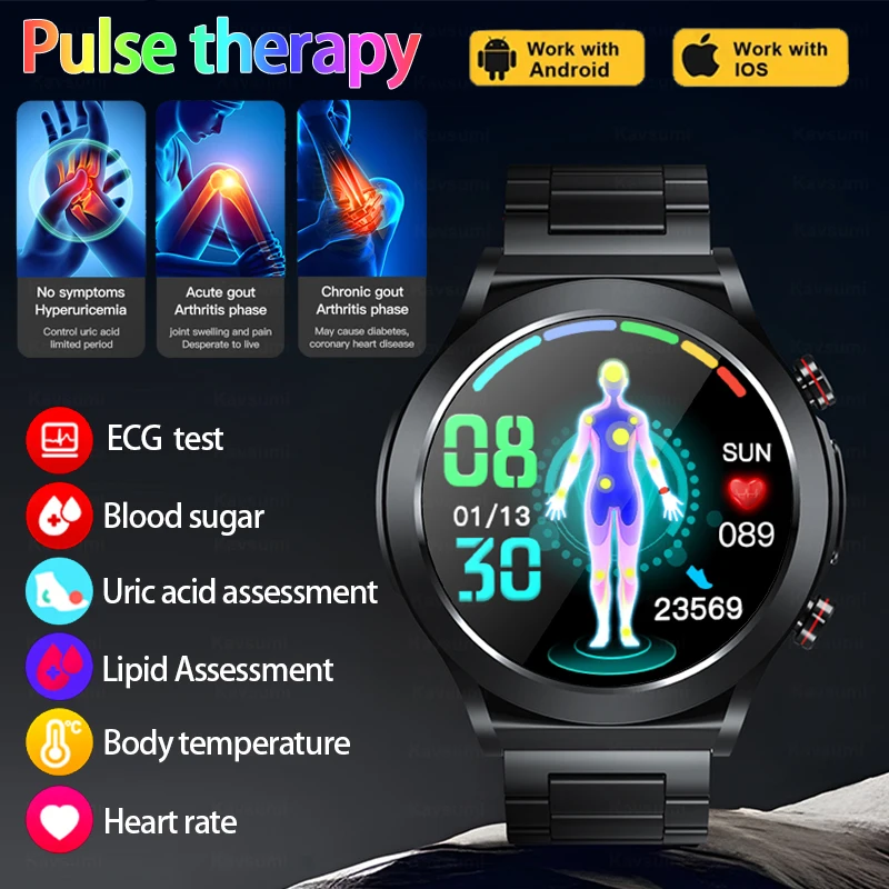 EKG-ppg-Laser-Puls-therapie-Smartwatches-1-39-neue-Blutzucker-M-nner ...