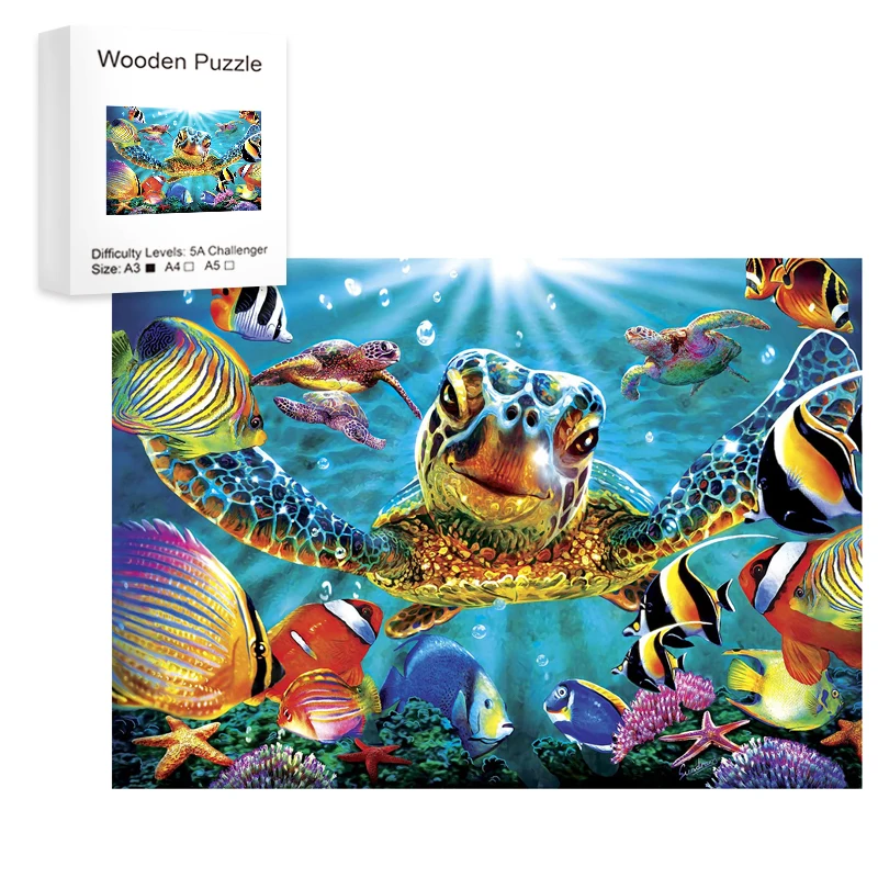 Sea-World-Wooden-Jigsaw-Puzzle-Art-Unique-Animal-Shaped-Pieces-DIY ...