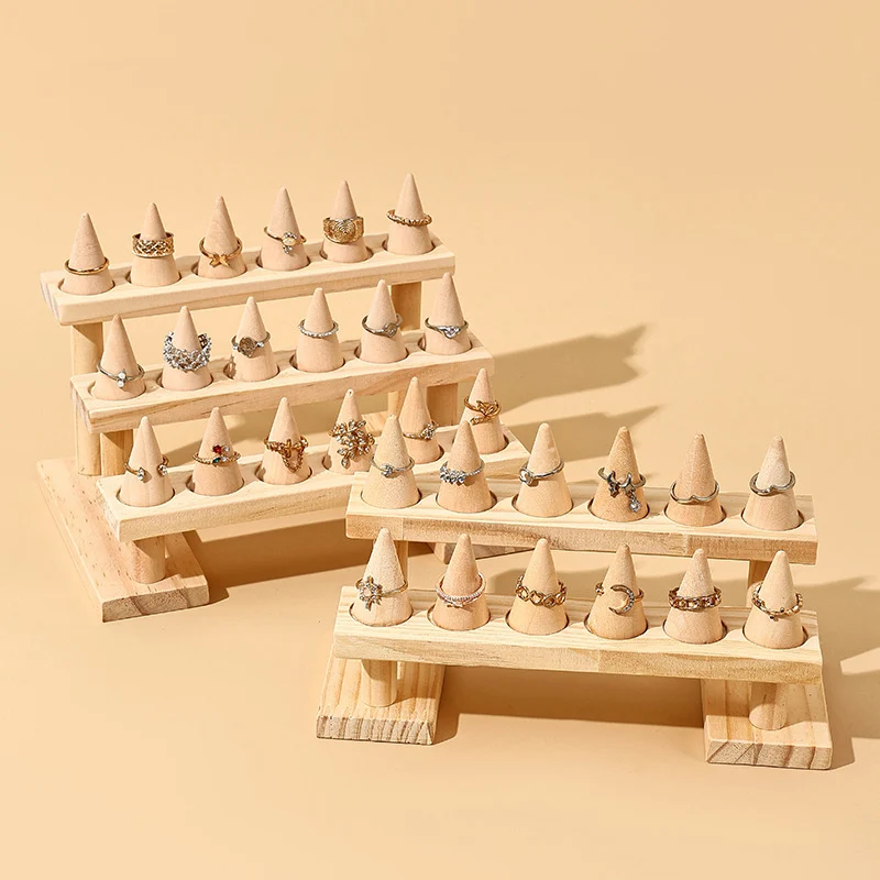 Wood-Cone-Ring-Display-Holder-Jewelry-Display-Stand-Ring-Showcase ...
