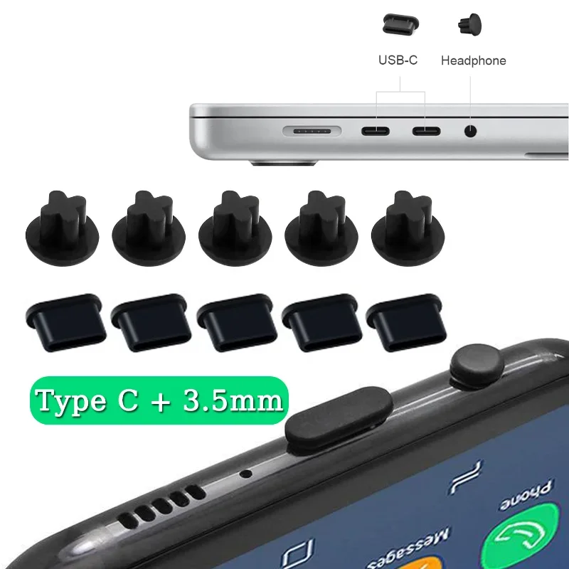 Silicone-Anti-dust-Plug-3-5mm-Headphone-Jack-Type-C-Dustplug-Universal ...