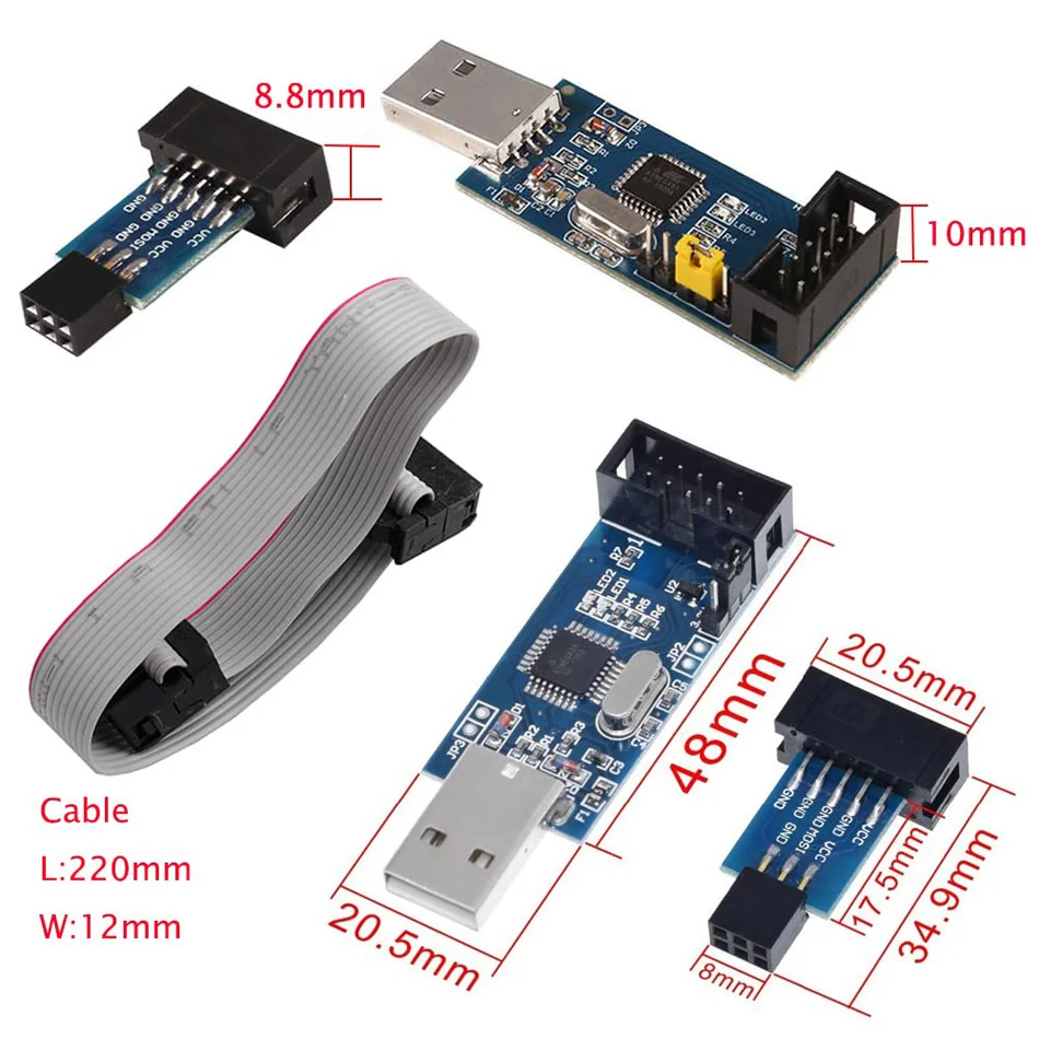 Programador / Gravador usb isp avr asp atmega8 atmega128 suporte win7 ...