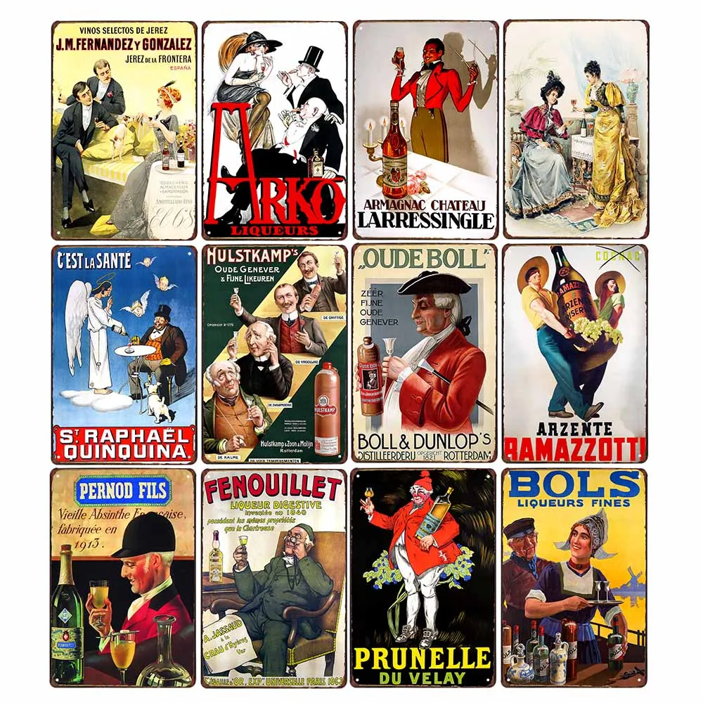 Alcohol-Metal-Wall-Art-Signs-Champagne-Bols-Vintage-Decoration-Pub-Club ...