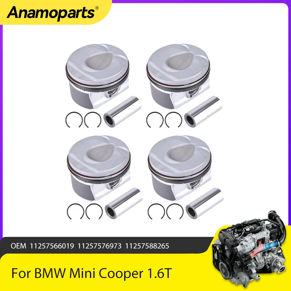 Engine Parts 4pcs Pistons With Rings Set Fit 1.6 T For BMW Mini Cooper ...