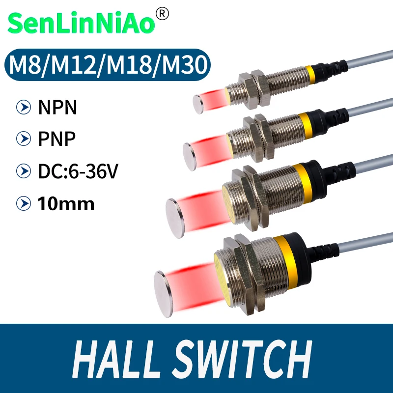 Hall-Effect-Sensor-Proximity-Switch-NPN-PNP-3-Wire-NO-Magnet-10-30v-DC ...