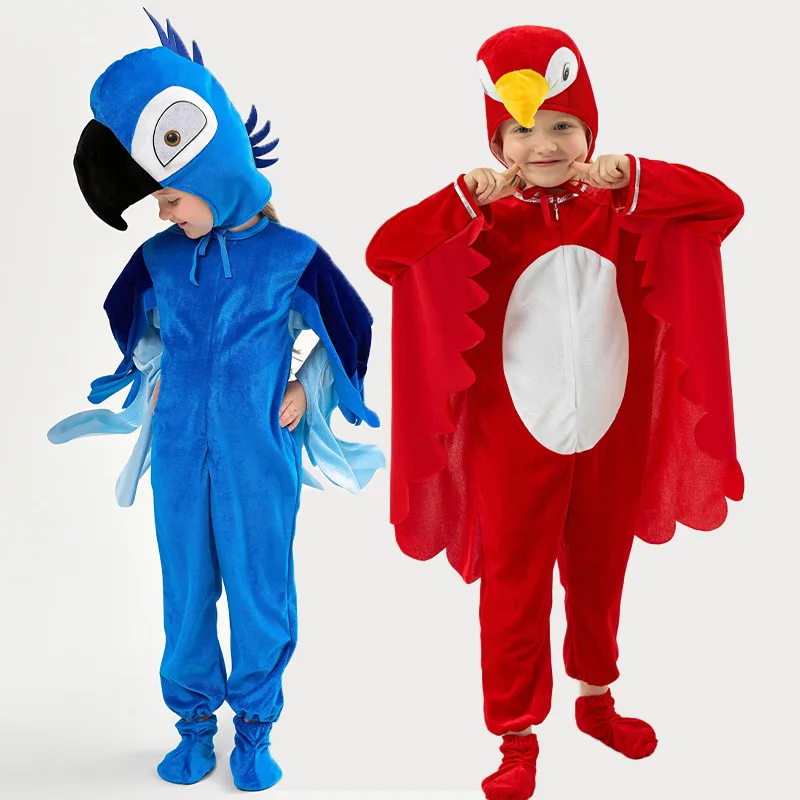 Parrot Bird Animal Onesie Cosplay Costume Blue Red Colorful Feather ...