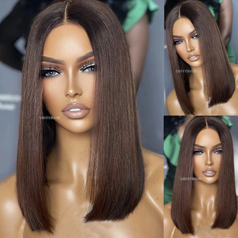 Silk Base Brown Straight Wigs | Silk Base Wig Brazilian Hair - Straight ...