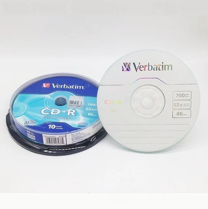 Verbatim CD R Disc Blank Silver CD Disk CDR Discs 80min 700MB 52X ...