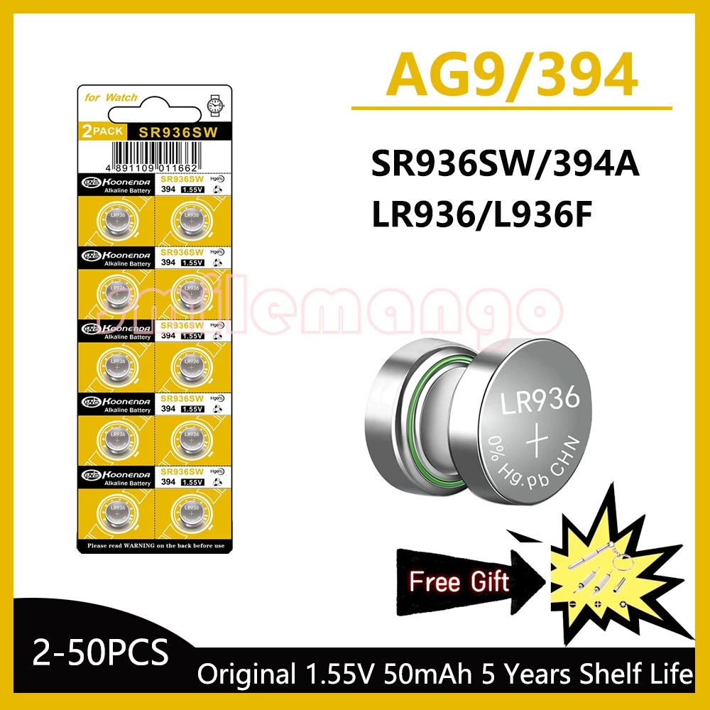 2-50PCS-1-55V-AG9-50mAh-Button-Cell-LR936-394-SR936SW-CX194-LR45-G9A-194-394A.jpg