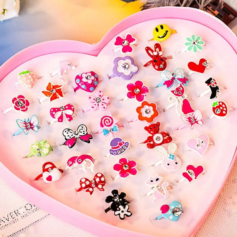 10Pcs-lot-Cute-Children-s-Cartoon-Rings-Candy-Flower-Animal-Bow-Shape ...