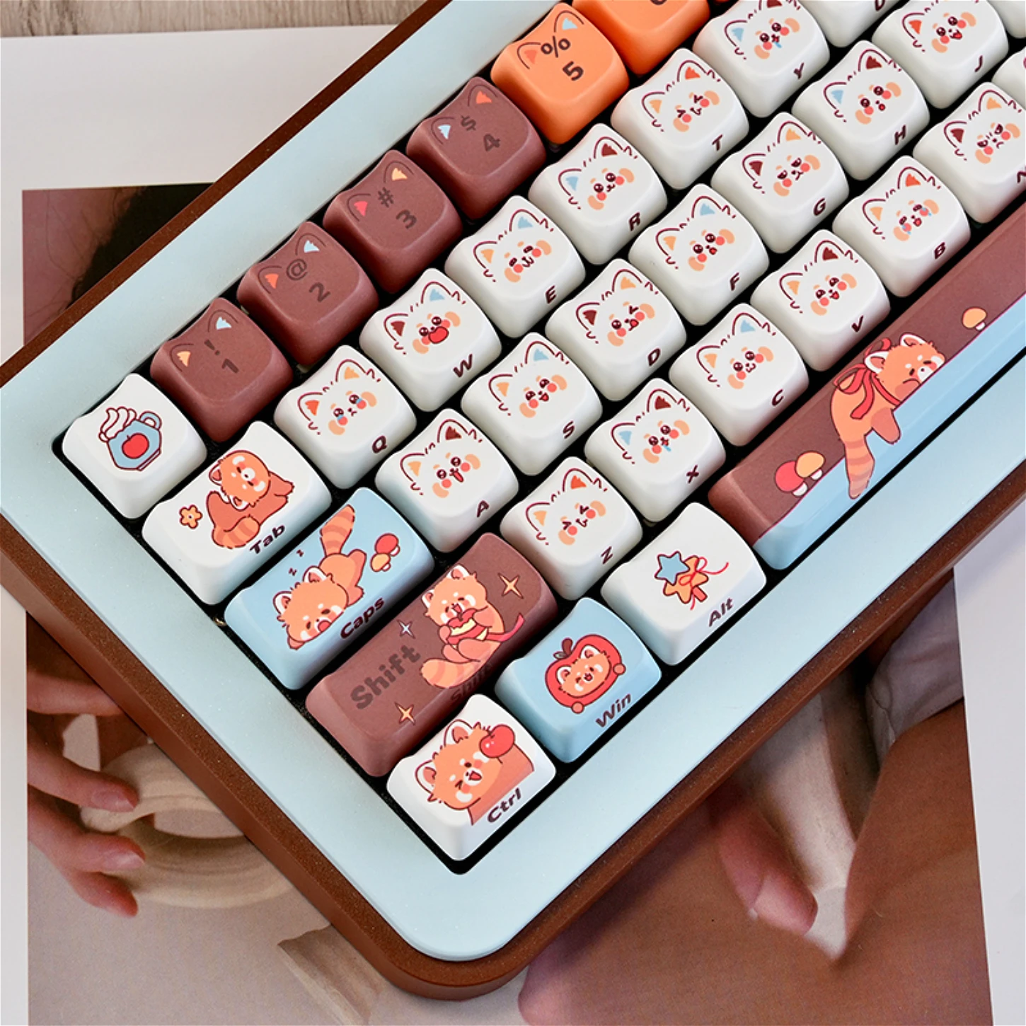 Small Bowl Bear Keycap Set PBT 128 Key MAO Brown Pet Theme Suitable for ...