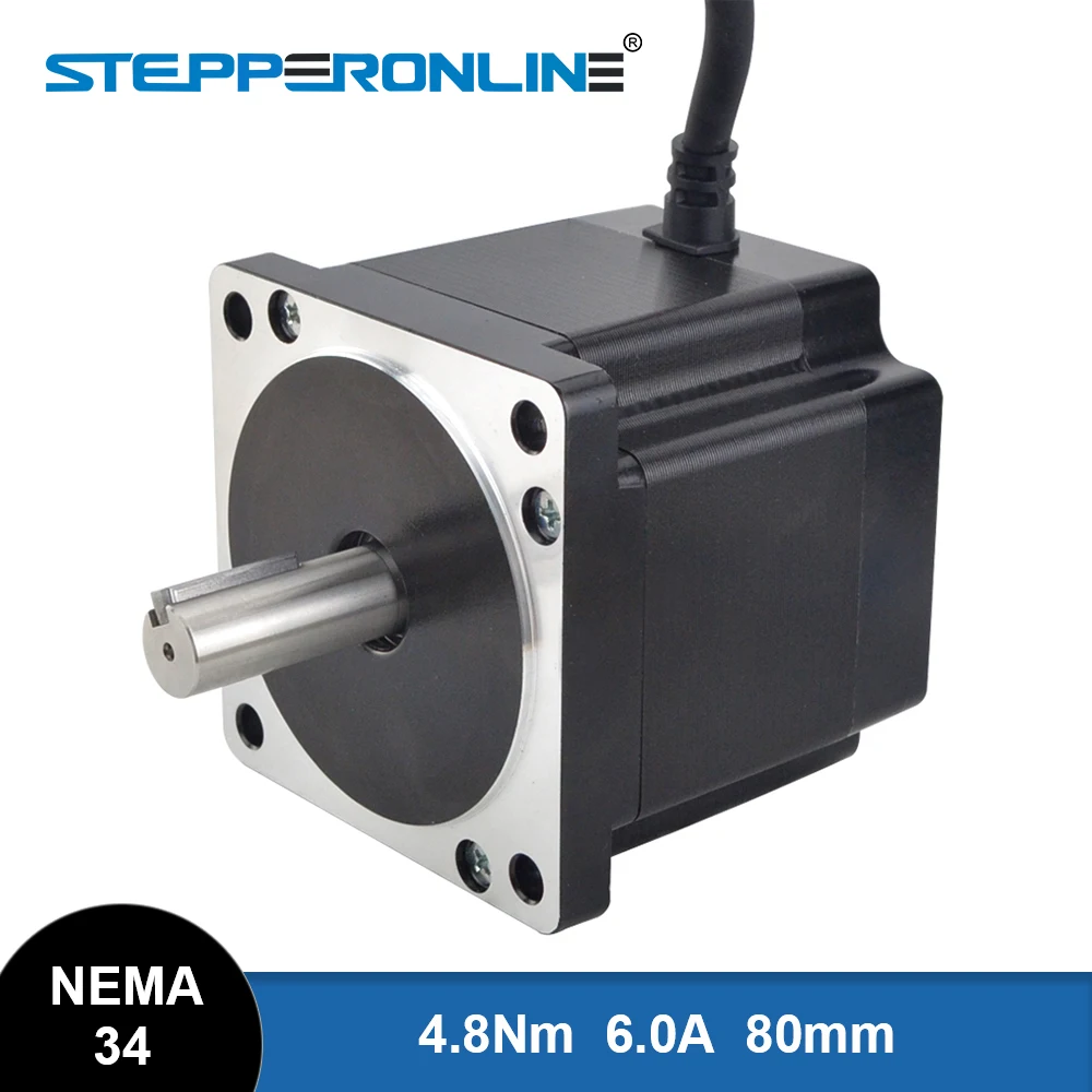 STEPPERONLINE-Nema-34-Stepper-Motor-4-8Nm-6A-4-lead-80mm-Stepping-Motor ...
