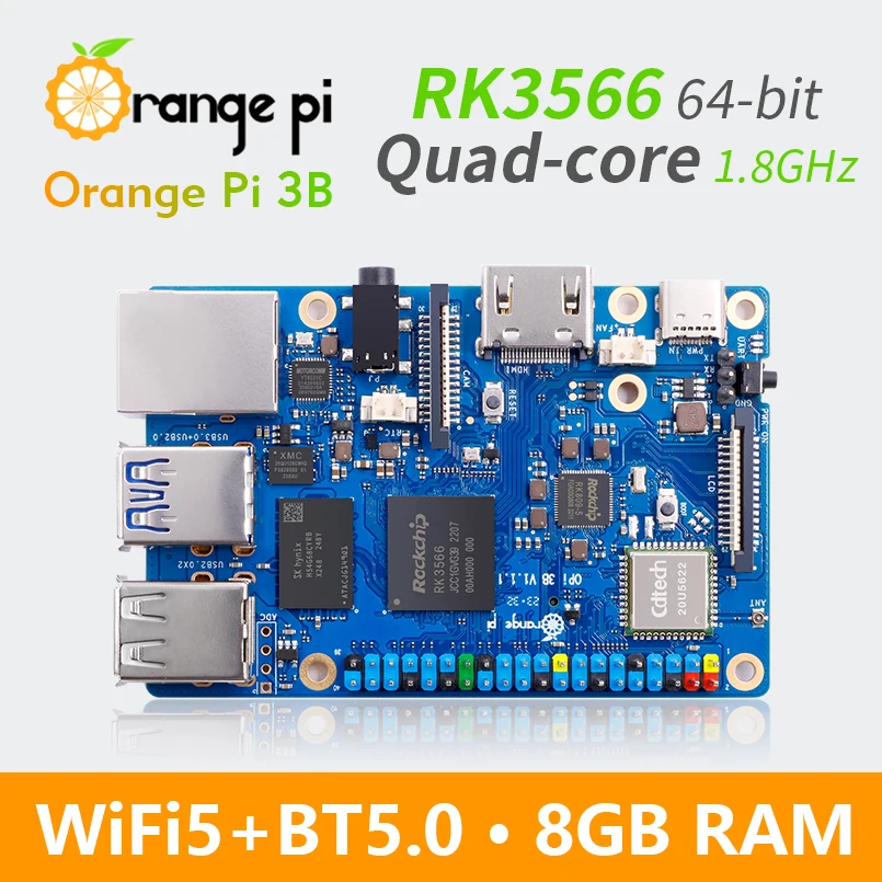 Orange Pi 3B 8GB RAM DDR4 RK3566 Mini PC Orangepi 3B WiFi Bluetooth BLE SBC Single Board ...