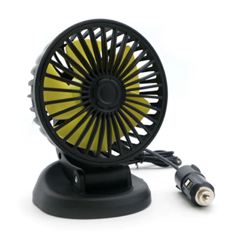 자동차 냉각 팬 360 ° 조정 가능한 듀얼 헤드 냉각 공기 팬 브러시리스 모터 저소음 자동차 차량 팬 마이크로 Usb 차량용