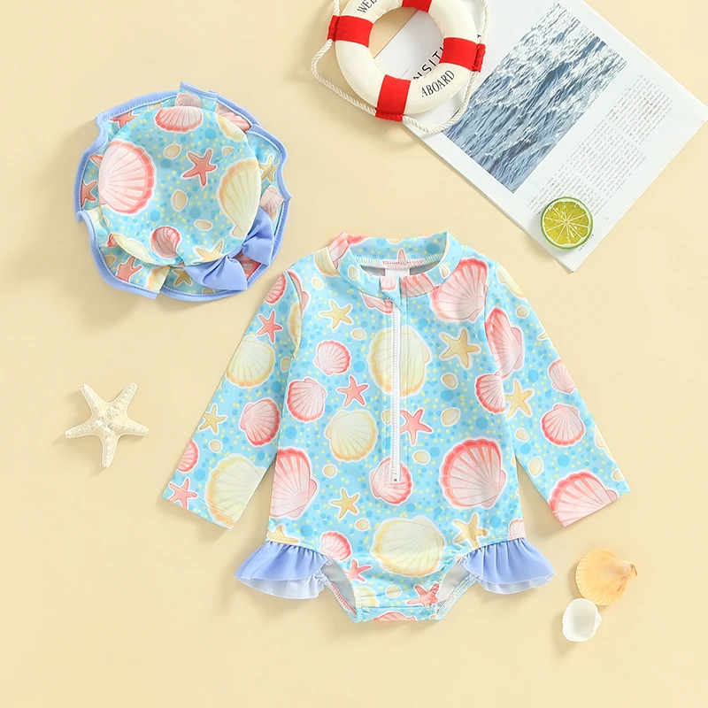 3M-24M-Toddler-Girls-Rash-Guard-Swimsuit-Rompers-Long-Sleeve-Flower ...