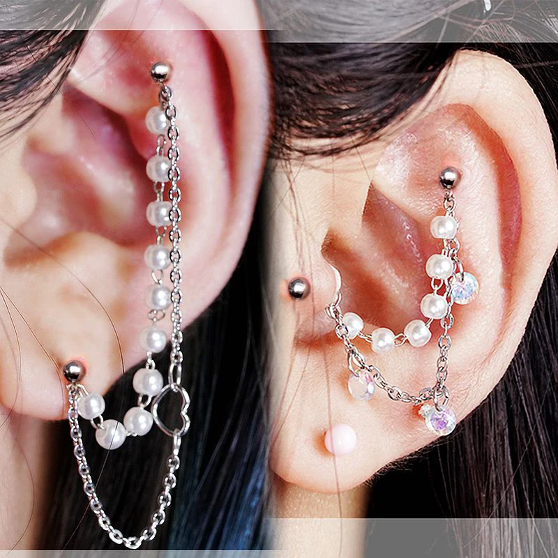 Earrings Piercing Industrial Chain | Industrial Piercing Chain Jewelry ...