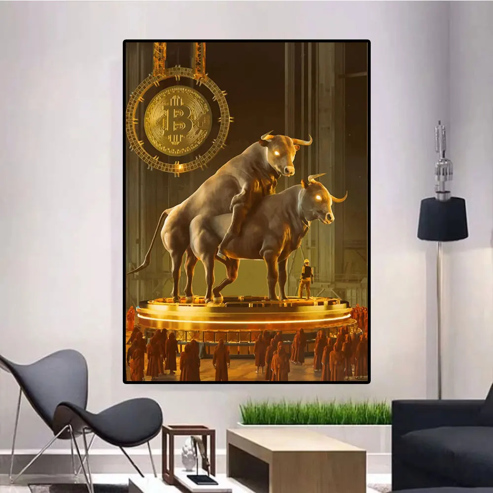 Crypto-Fiat-Nft-Bitcoin-Graffiti-Art-Golden-Bull-Halving-Ceremony-ALPHA ...