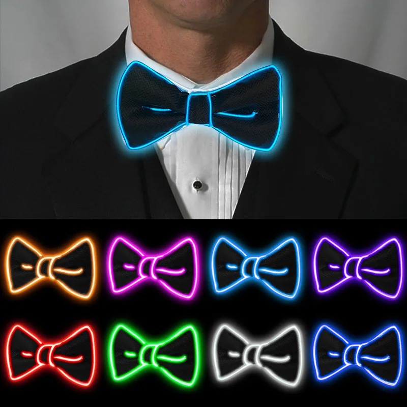 Glow in the Dark LED Bow Tie Luminous Flashing Necktie For Birthday ...