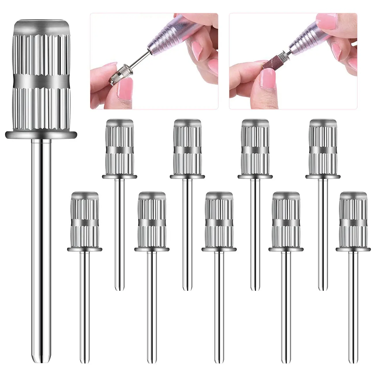 10 Pieces Nail Drill Heads Nail Drill Bits Sanding Band Shaft 3/32 Inch ...