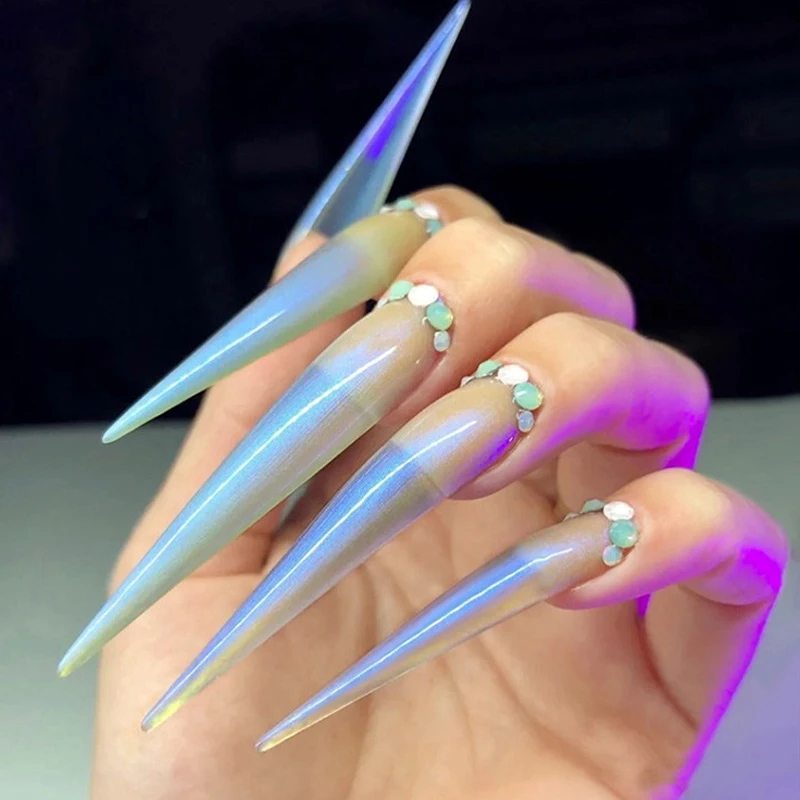 120pcs/Bag Clear/Natural/White 12 Sizes Stiletto Sharp Curve Super Long ...