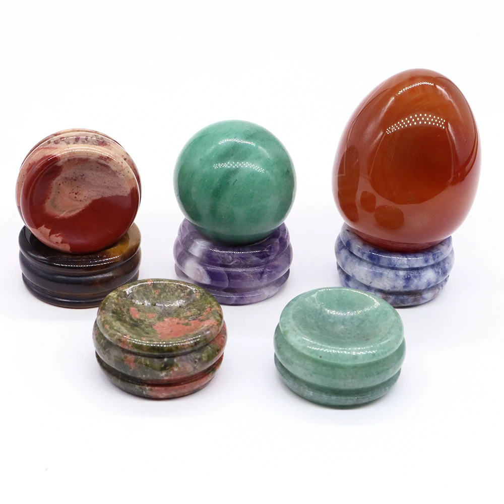Crystal Ball Base Natural Stone Agate Rose Quartz Carved Crafts Round ...