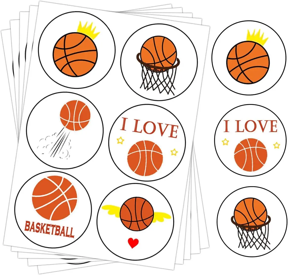Basketball-Labels-Stickers-1-5inch-Round-Basketball-Sport-Party-Favors ...