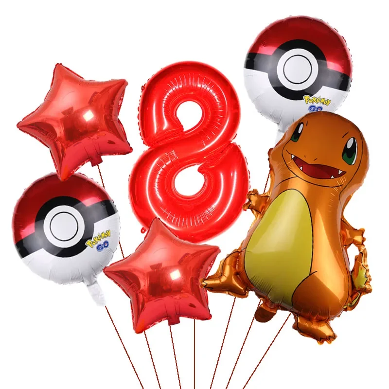 6 globos de fiesta de Pokémon, Pikachu, Squirtle, decoración para ...
