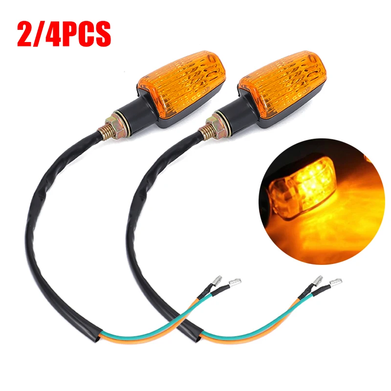 6V Motorcycle Turn Signals Black with Amber Lens 60mm x 40mm Lens ...
