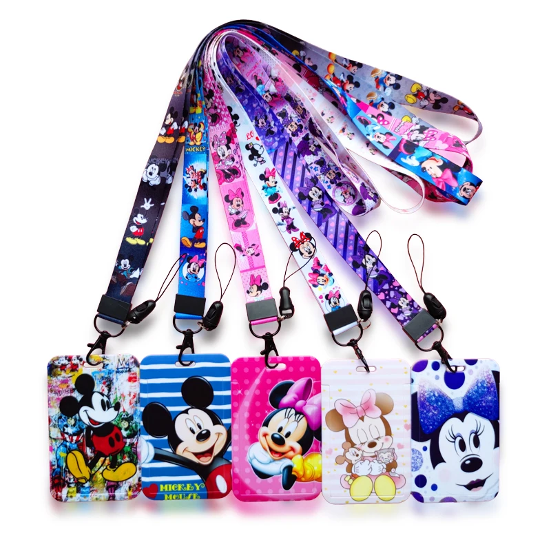 Disney-ID-Card-Holder-Lanyard-Key-chain-Mickey-Minnie-Credit-Card-Case ...