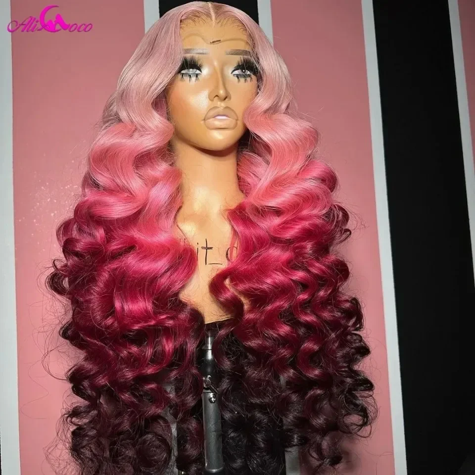 Ombre-Roze-Remy-Menselijk-Haar-Pruiken-voor-Vrouwen-13x4-Lace-Front ...