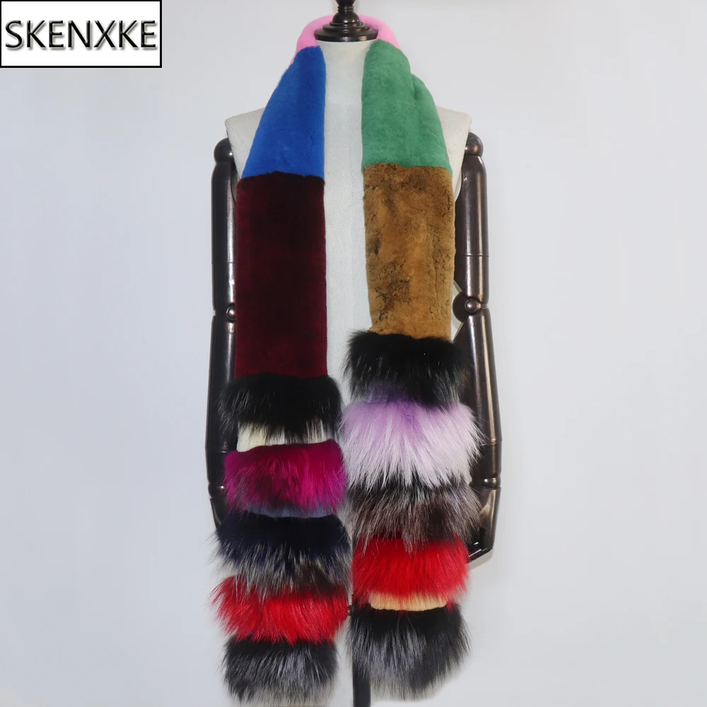 New Arrival Women Fashion Colorful Real Fur Scarf Natural Warm Long Rex ...