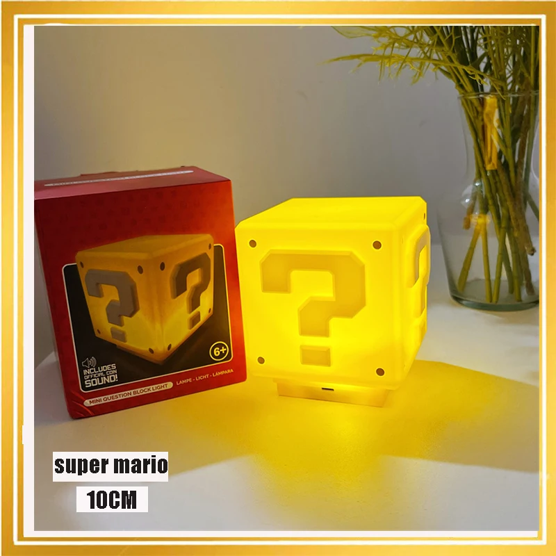 10cm Anime Super Mario Figure Bros Led Question Mark Brick Night Light ...