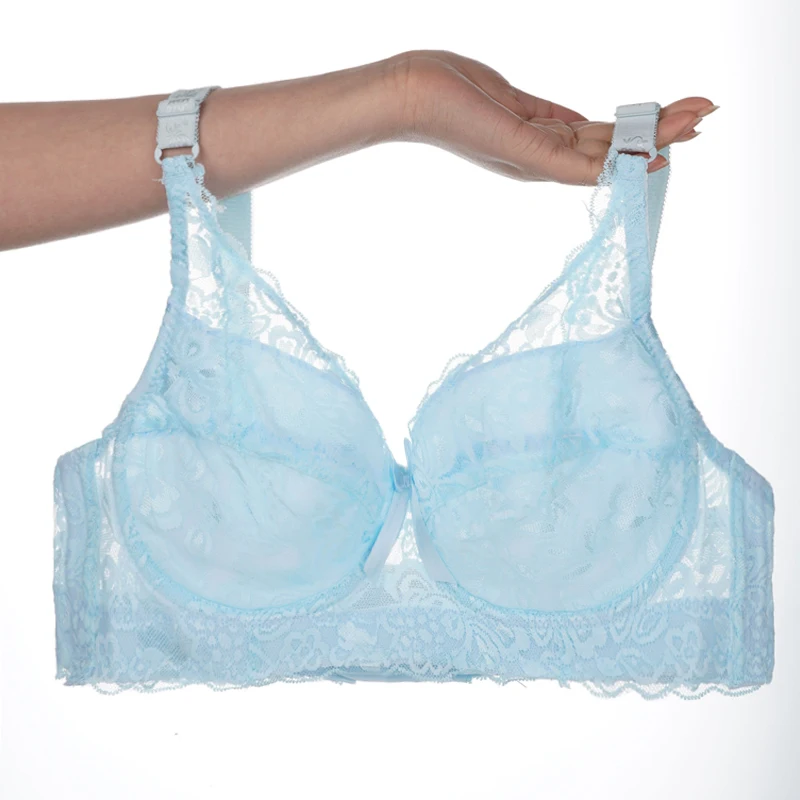 Thin Cup Lace Bra Women 36-46 BCD Adjustable Straps Exquisite Bra Push ...