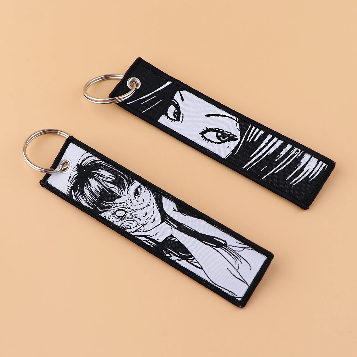 Junji-Ito-Embroidered-Keys-Tag-Keychains-for-Women-Keyring-Japanese ...