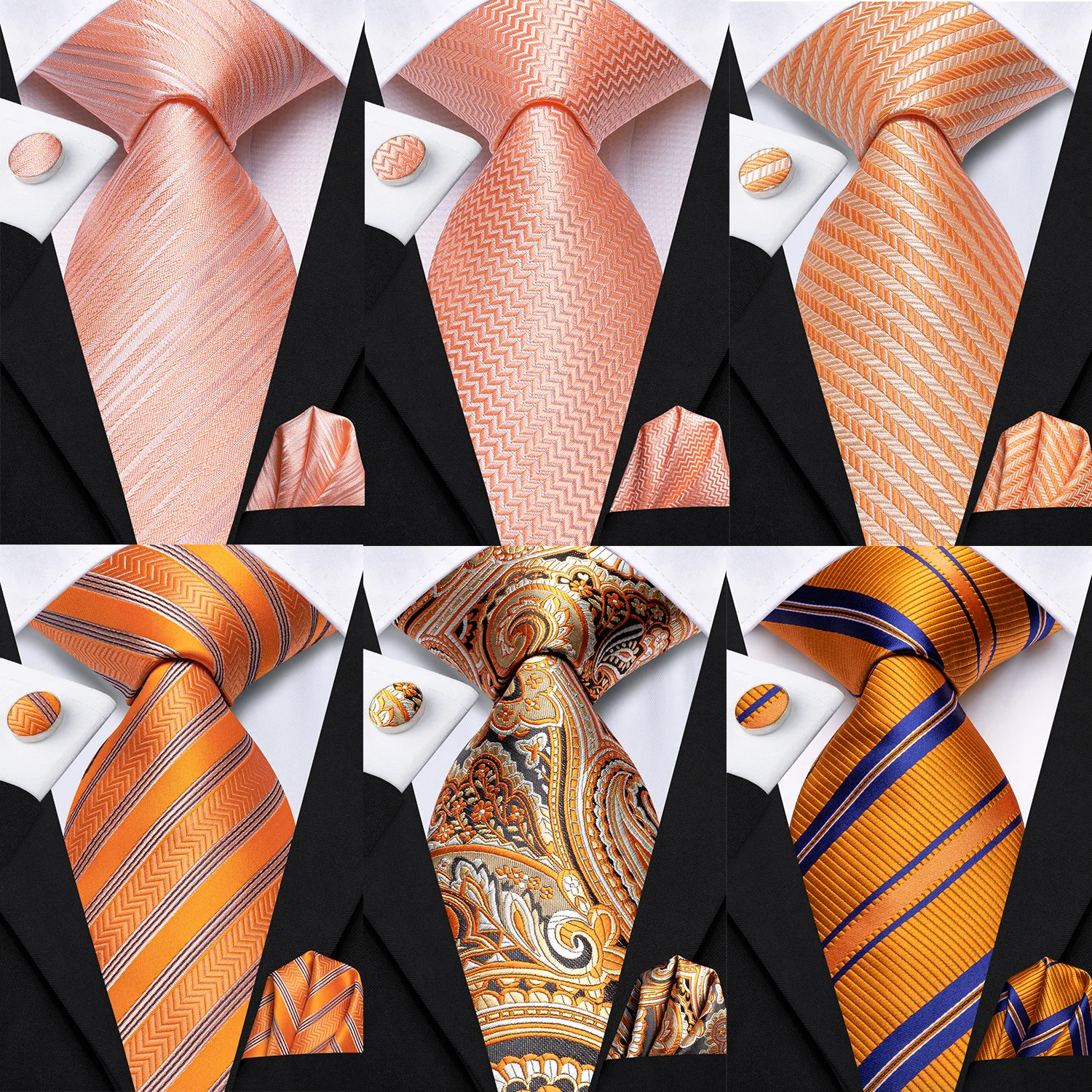 Hi-Tie-Designer-Orange-Grey-Paisley-2023-New-Fashion-Brand-Tie-for-Men ...