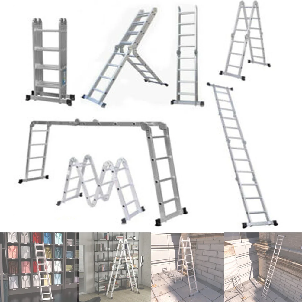 4.7M Telescopic Ladder, Multi-Purpose Extendable Aluminum Ladders, 14 ...