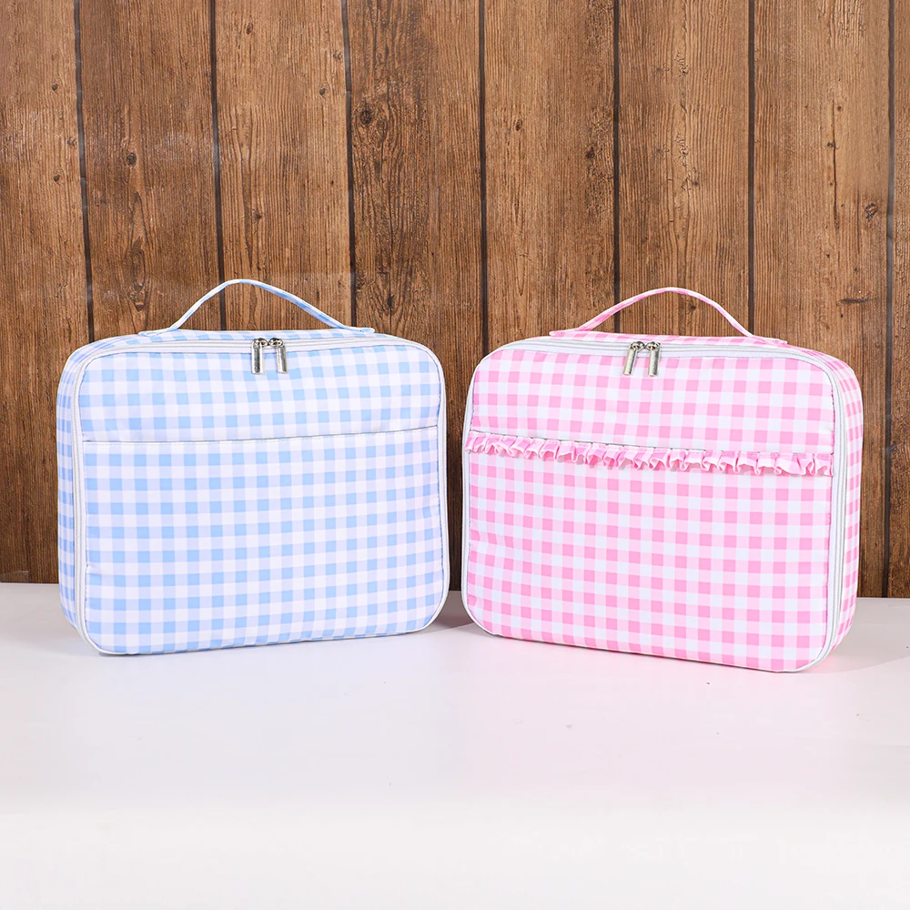 Lunch-Bag-Ruffle-Plaid-Insulated-Cooler-Box-Kid-Child-School-Thermal ...