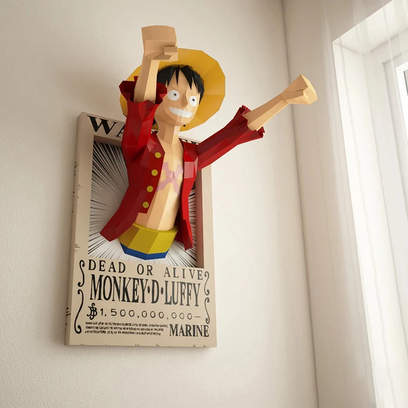 Anime-One-Piece-Luffy-3D-Paper-Papercraft-Living-Room-Wall-Hanging-Art ...