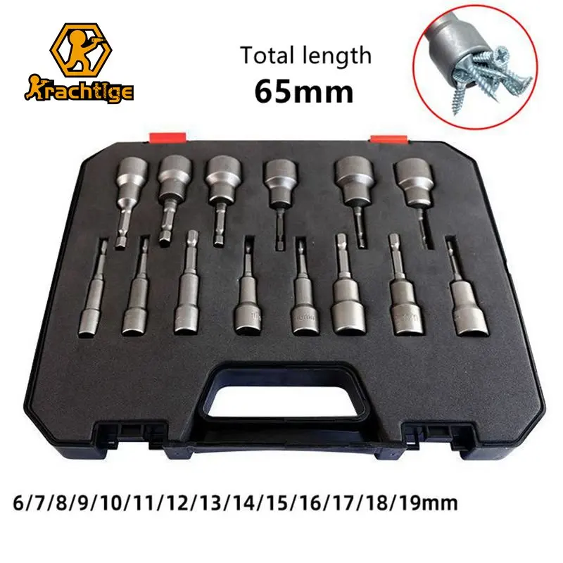 Krachtige 65mm Socket Sleeve Nozzles Nut Driver Set 6-19mm Power Drills ...