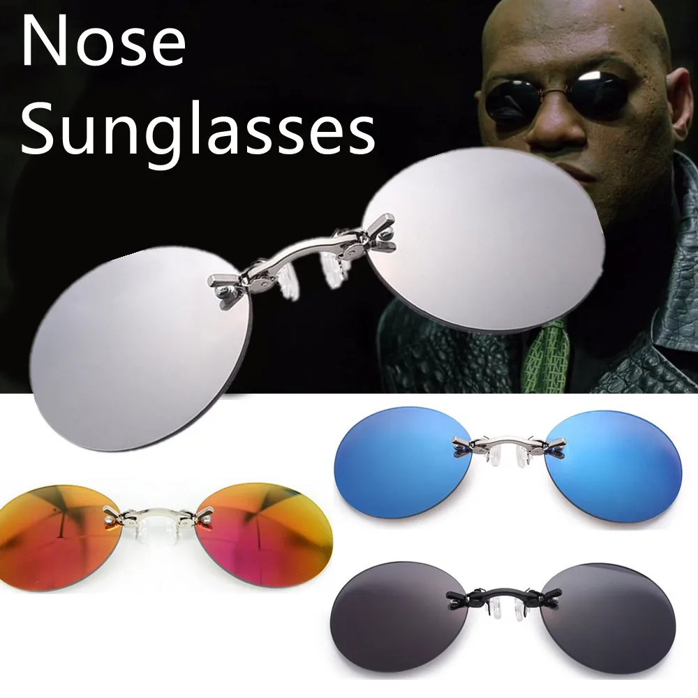 1pc-Clip-On-Nose-Glasses-Round-Rimless-Matrix-Morpheus-Sunglasses-Mini-Frameless-Vintage-Men ...