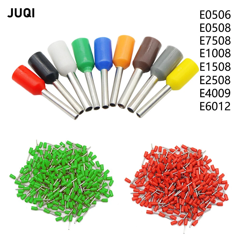 100pcs/Pack E0508 E7508 E1008 E1508 E2508 Insulated Ferrules Terminal ...