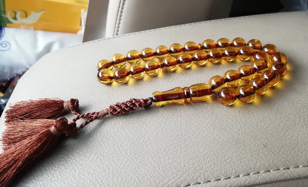 Islamic-Resin-Amber-Color-Prayer-Beads-Muslim-Tasbih-Misbaha-Tasbeeh ...
