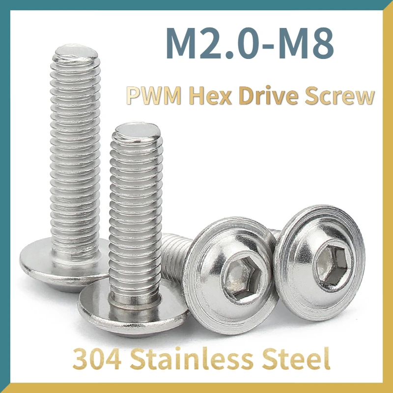 304-Stainless-Steel-Hexagon-Socket-Button-Head-Screws-With-Collar-Bolt ...