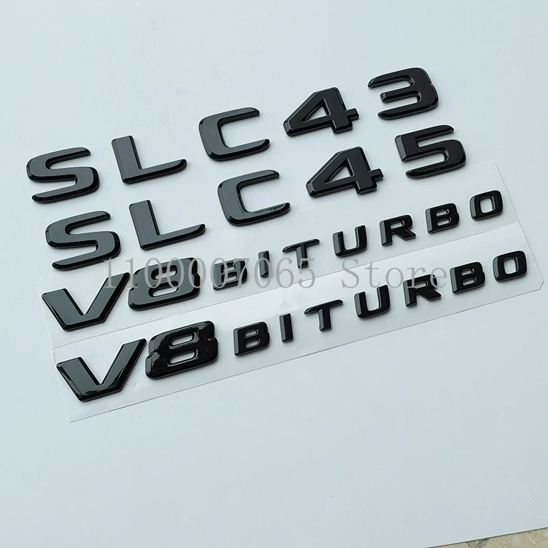 2017 Glossy Black Letters SLC43 SLC45 V8 Biturbo Emblem for Mercedes ...