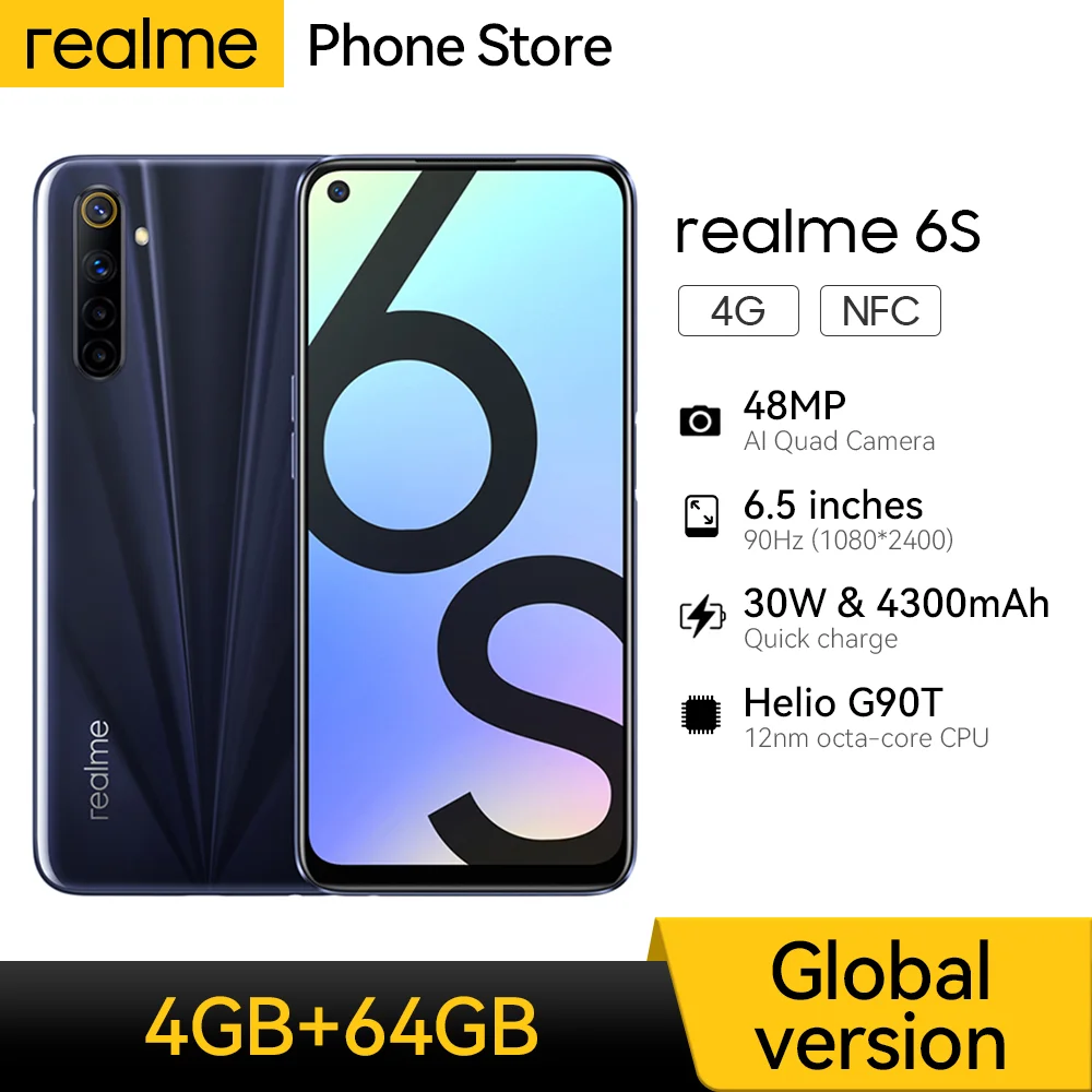 realme 6S 4G NFC Smartphone Helio G90T 4GB RAM 64GB ROM 6.5" FHD+ ...