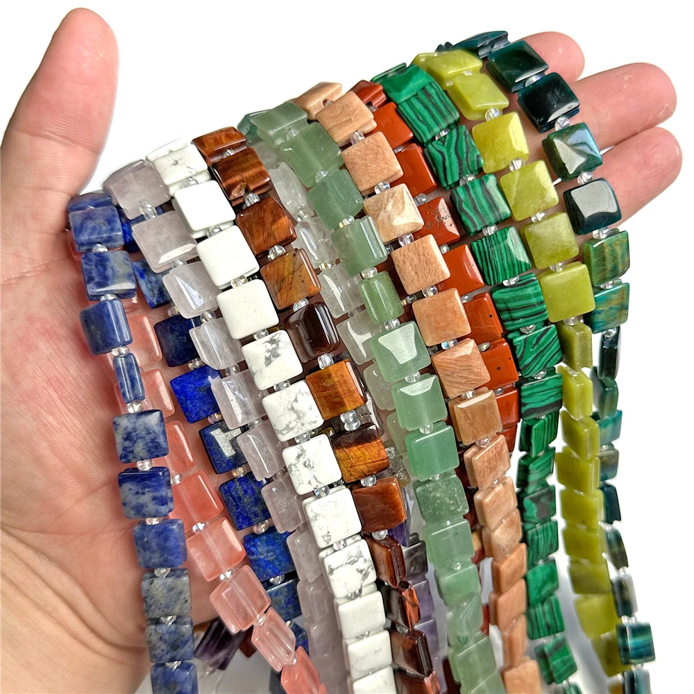 15pcs 10MM Square with groove Beads Flat Cube Natural Crystal Quartz ...