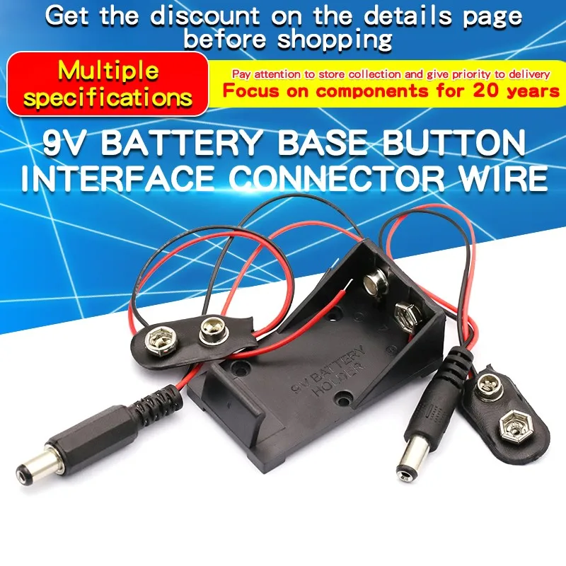 2Pack-9V-Battery-Clip-Holder-9V-Battery-Holder-Button-with-Wire-DC ...