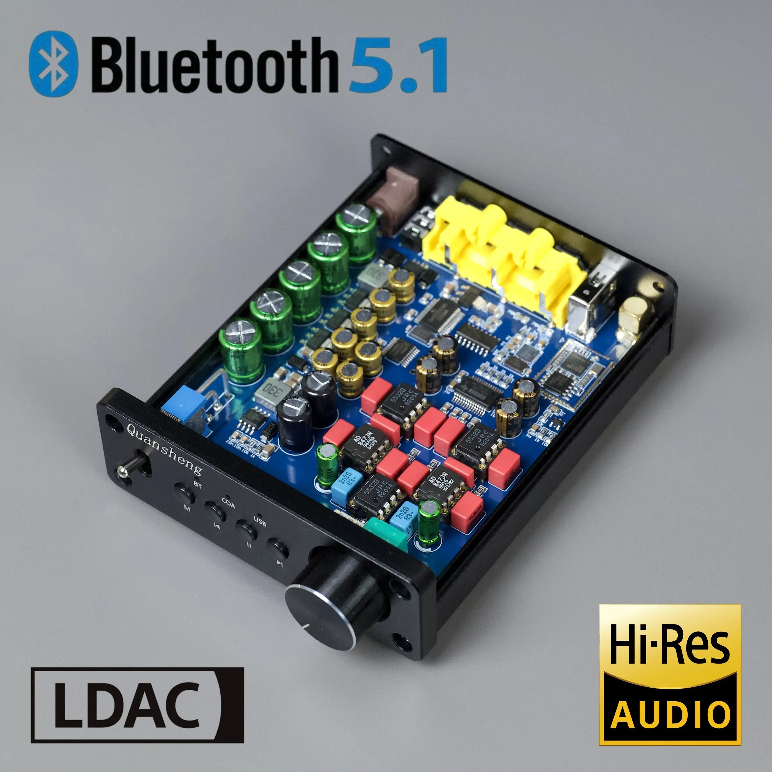 블루투스 5.1 디코더 LDAC 블루투스 동축 USB 컴퓨터 사운드 카드, USB 플래시 드라이브 재생, 슈퍼 5.0 ...